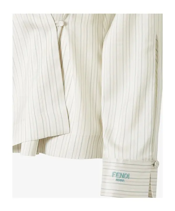 Fendi Asymmetric Striped Silk Shirt - White