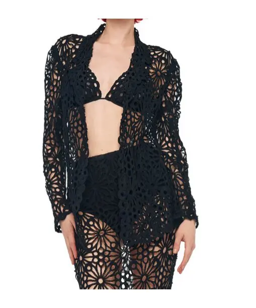 Norma Kamali Floral Motif Lace Jacket