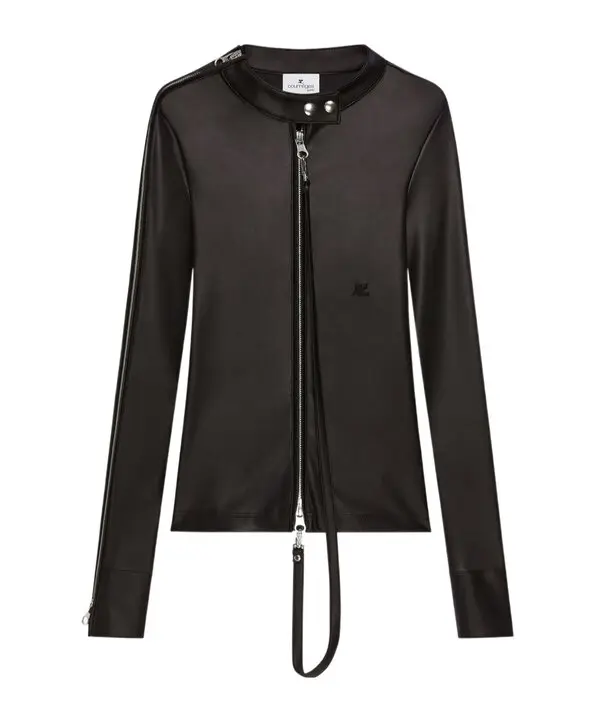 COURREGES Zipped Biker Top - Black