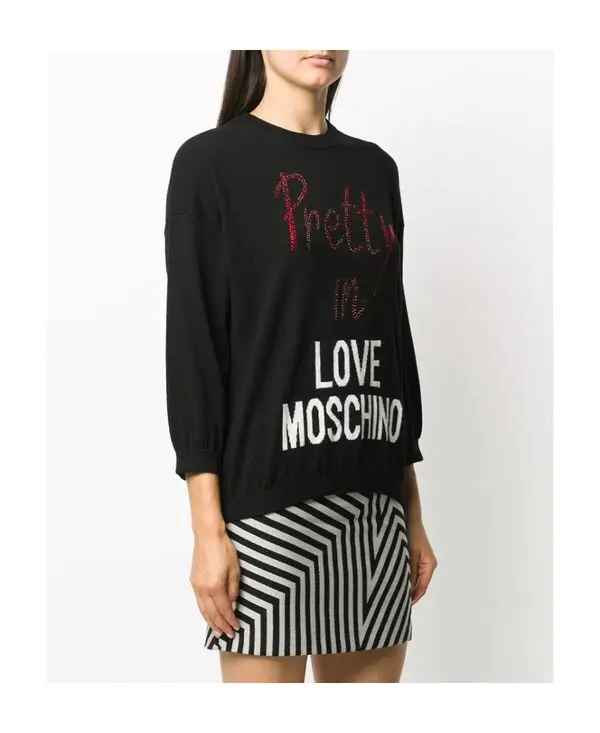 Moschino Round Neck Embellished Pullover