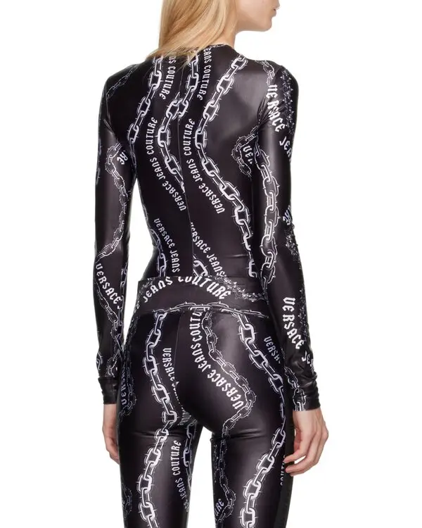 Versace Long Sleeve Chain Print Bodysuit