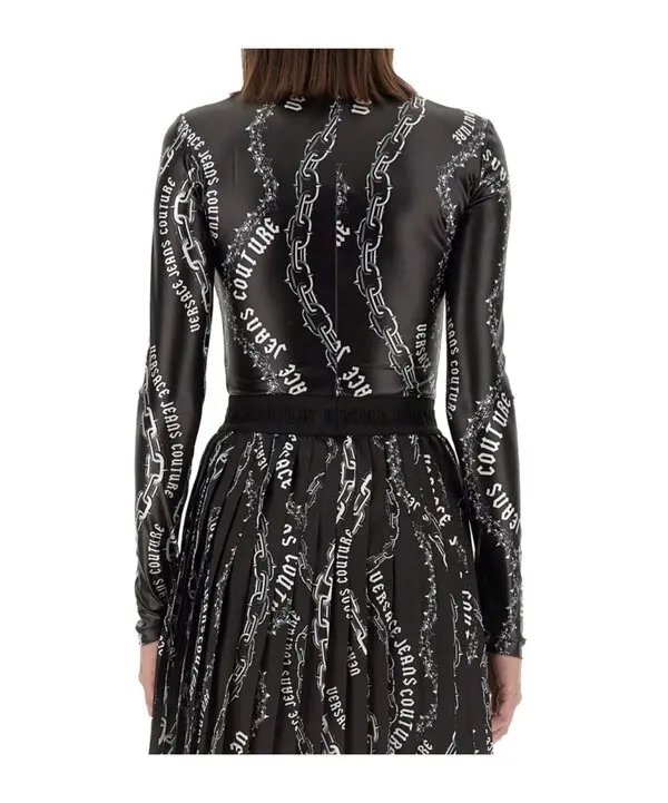 Versace Long Sleeve Chain Print Bodysuit