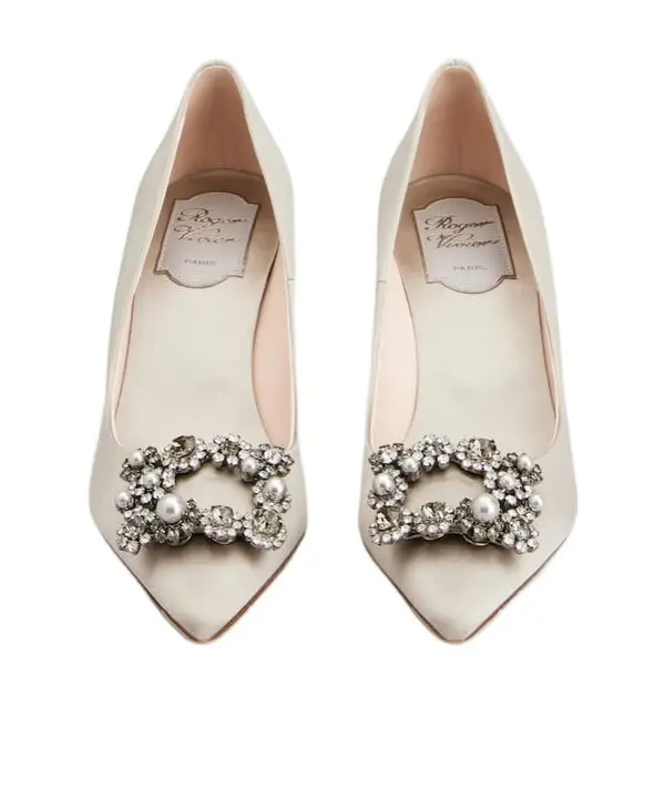 ROGER VIVIER Flower Strass Embellished Pumps - Silver