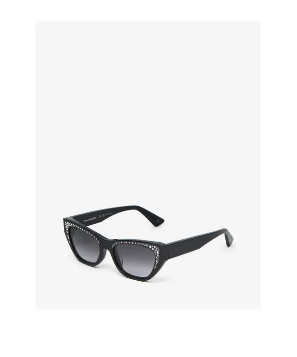 Alexander McQueen Cat Eye Sunglasses With Logo Embellishment - Gray