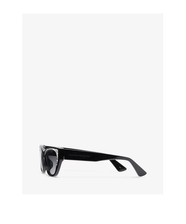Alexander McQueen Cat Eye Sunglasses With Logo Embellishment - Gray
