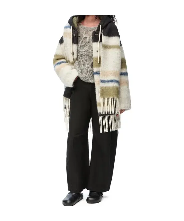 Loewe Wool And Mohair Blend Hooded Scarf Coat