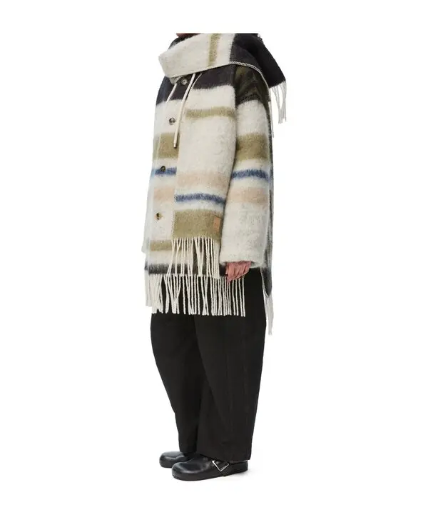 Loewe Wool And Mohair Blend Hooded Scarf Coat