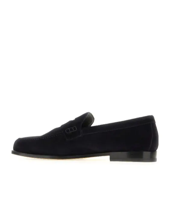 DOUCAL'S Suede Almond Toe Loafers - Black