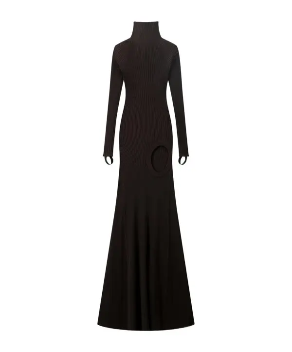 Coperni Ribbed High Neck Maxi Dress With Cut-out Detail