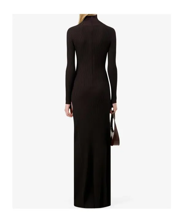 Coperni Ribbed High Neck Maxi Dress With Cut-out Detail