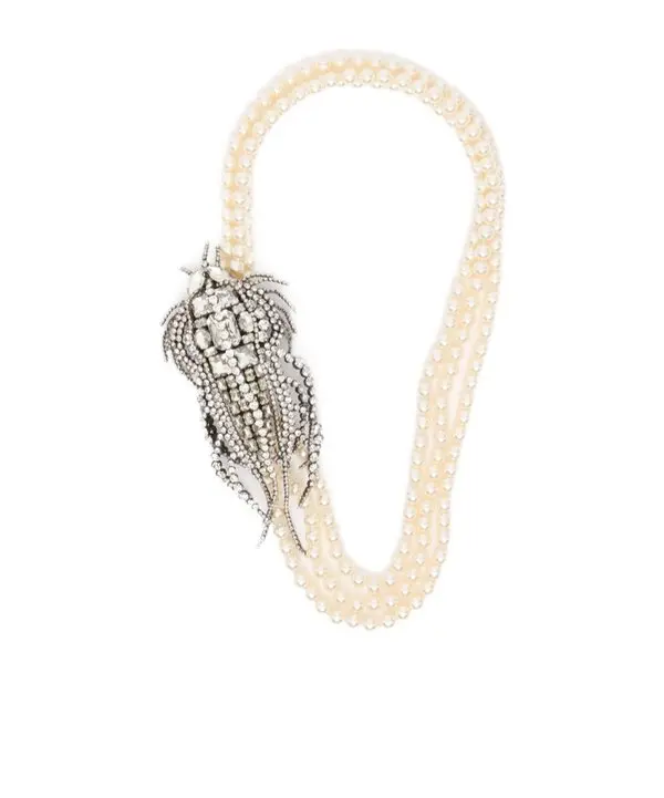 Valentino Garavani Pearl-embellished Crystal Necklace - White