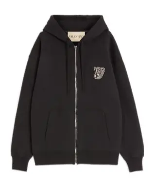 Valentino Garavani Logo Embroidered Zip-up Hoodie