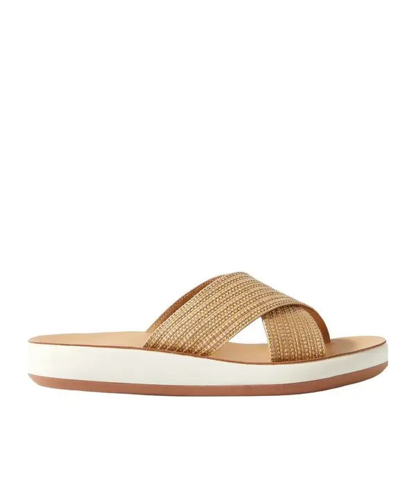 ANCIENT GREEK SANDALS Woven Round Toe Flat Sandals - Sand-colored