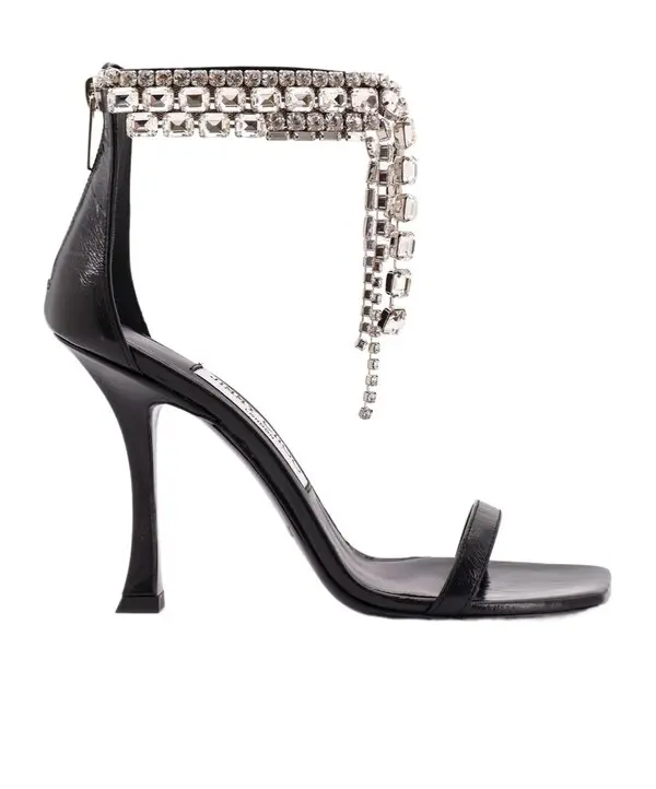 JIMMY CHOO Verity 100 Embellished Sandals - Black