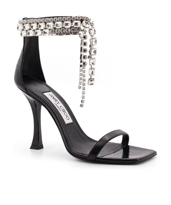 JIMMY CHOO Verity 100 Embellished Sandals - Black