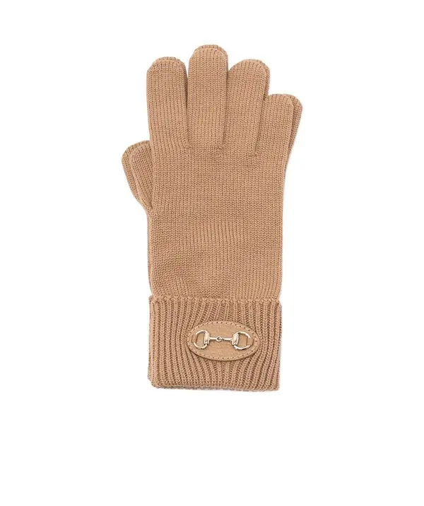 Gucci Horsebit Knit Gloves - Beige