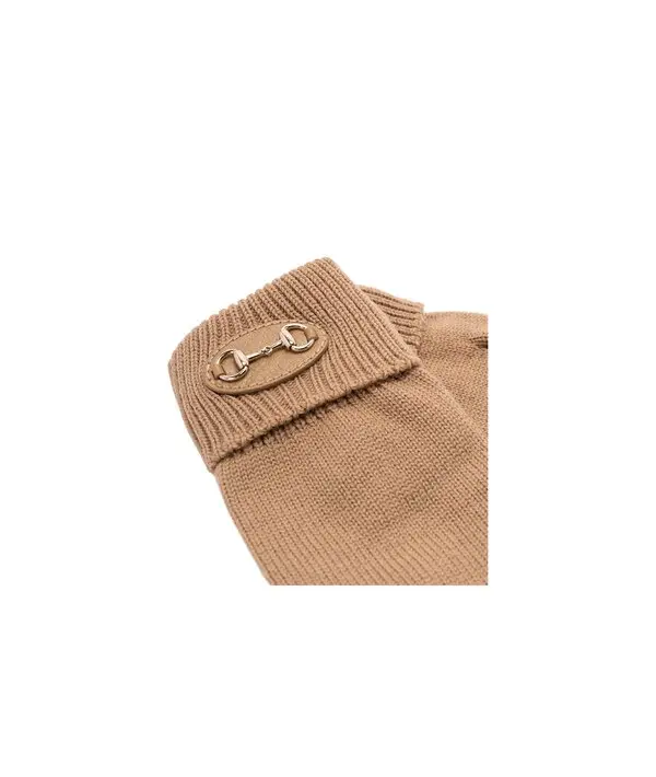 Gucci Horsebit Knit Gloves - Beige