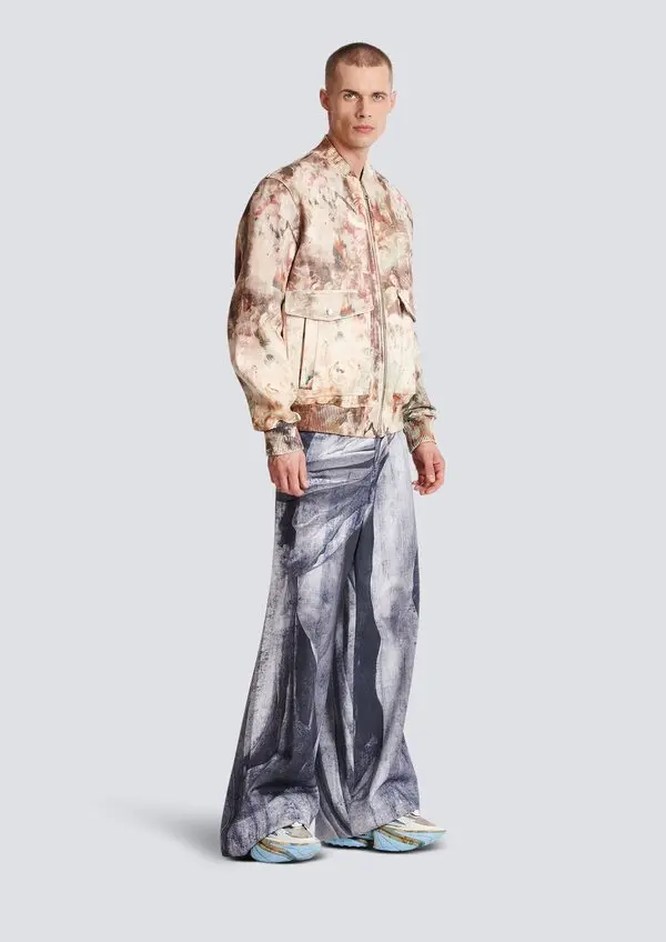 Balmain Printed Leather Bomber Jacket