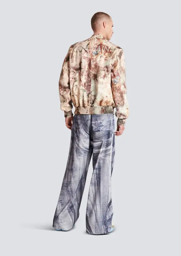 Balmain Printed Leather Bomber Jacket