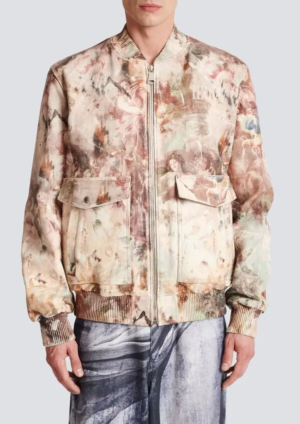 Balmain Printed Leather Bomber Jacket