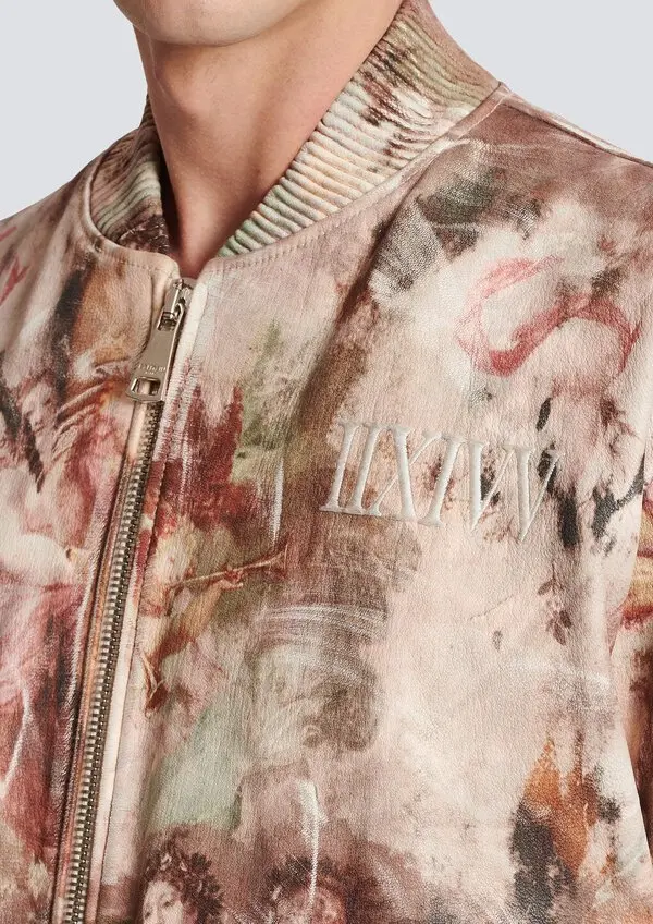 Balmain Printed Leather Bomber Jacket