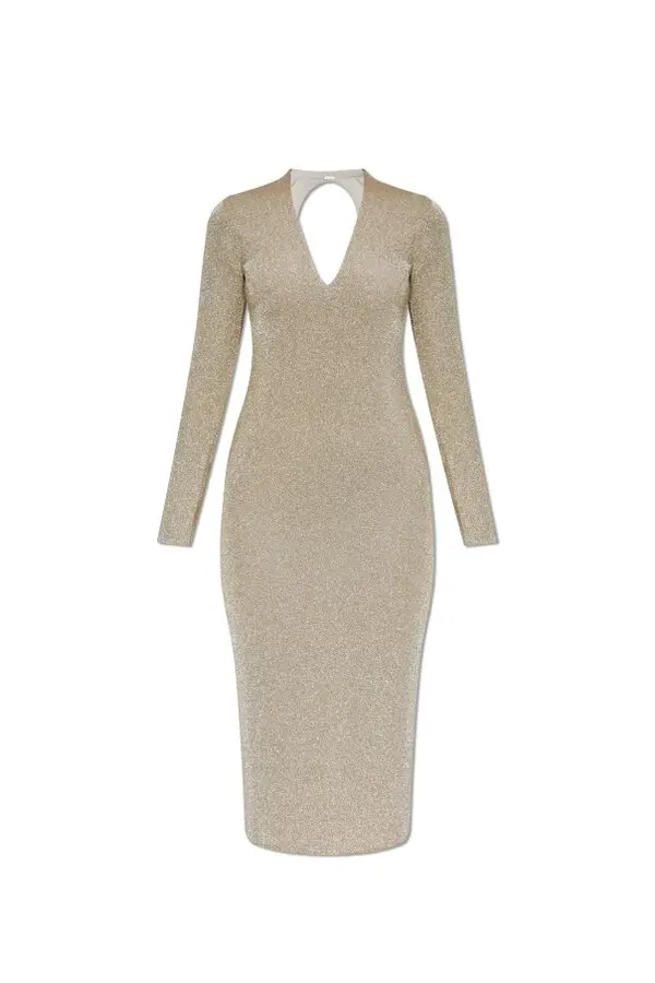 Cult Gaia Long Sleeve V-neck Dress With Cut Out Detail