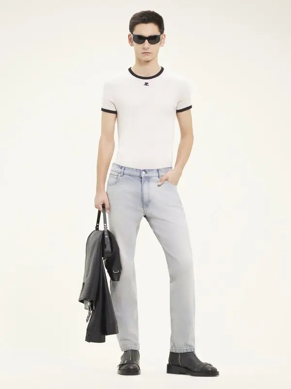COURREGES Courrèges Logo Embroidered Straight Leg Jeans