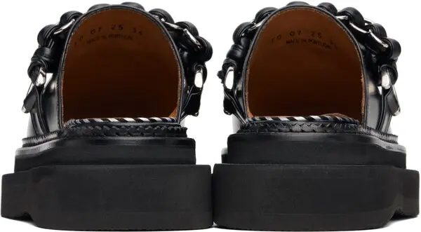 Toga Leather Slip-on Mules With Braided Detailing