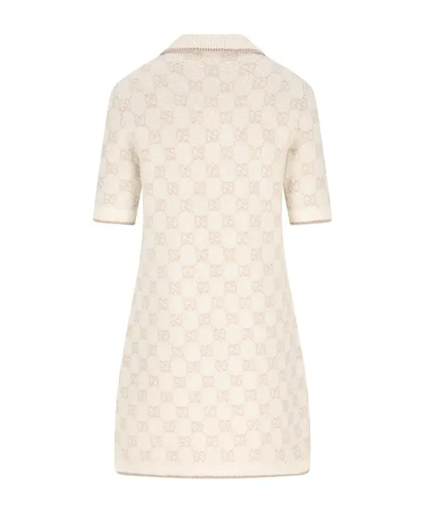 Gucci Gg Jacquard Knit Polo Dress - Beige
