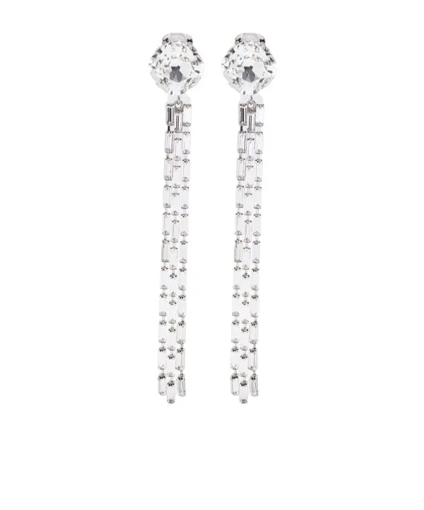 Alessandra Rich Crystal Drop Earrings - White