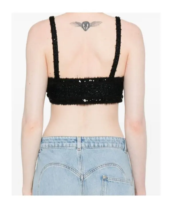 Alessandra Rich Sequined Bow Detail Cropped Top