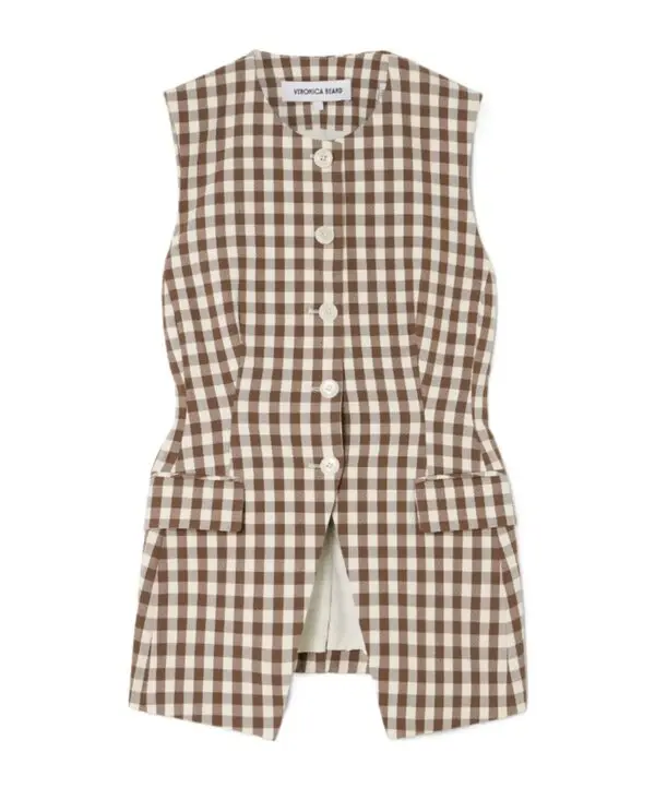 Veronica Beard Lois Gingham Vest - Brown