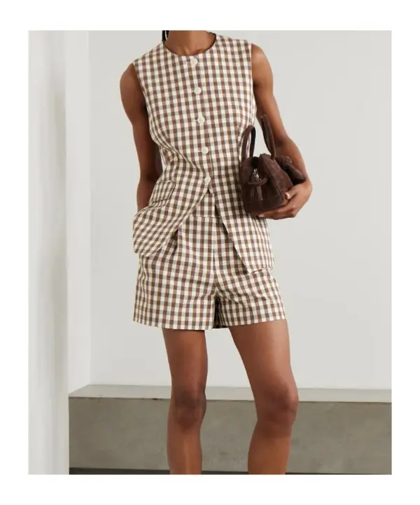 Veronica Beard Lois Gingham Vest - Brown