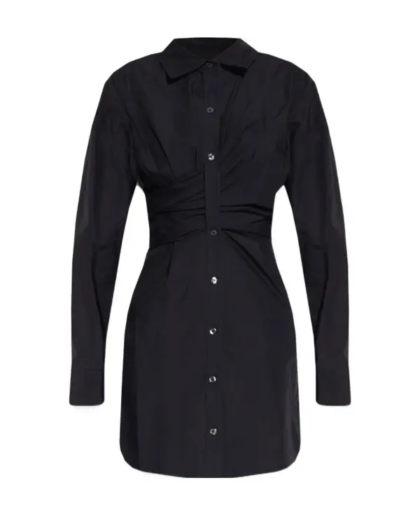 Alexander Wang Gathered Long-sleeved Shirt Dress - Black