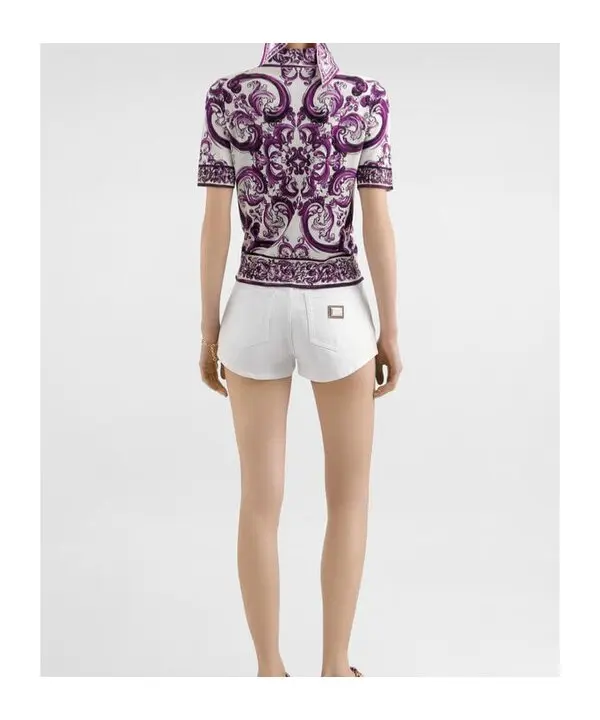 Dolce & Gabbana Majolica Print Silk Polo Shirt