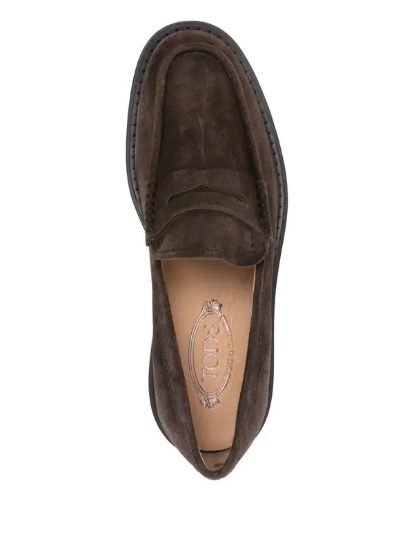 TOD'S Suede Penny Loafers - Black