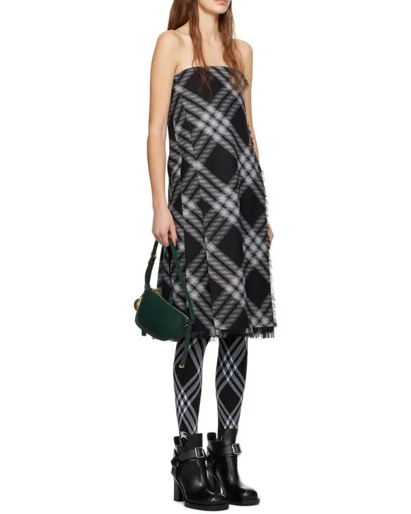 Burberry Checked Fringed-edge Midi Skirt