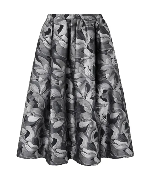 Dries Van Noten Floral Print Pleated Midi Skirt - Black