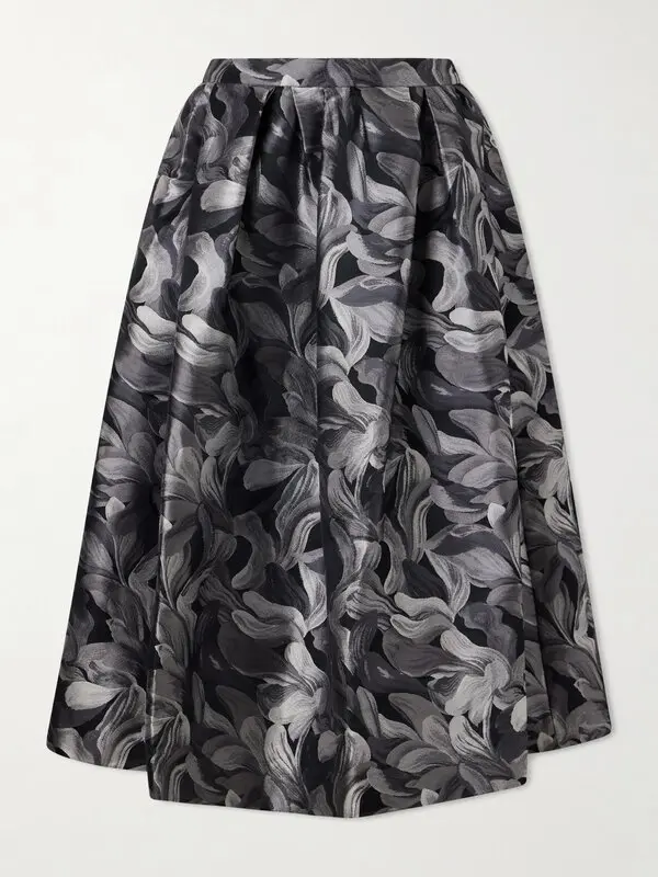 Dries Van Noten Floral Print Pleated Midi Skirt