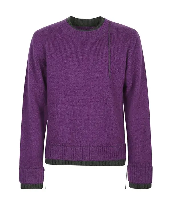 Sacai Contrasted Knitted Jumper - Purple