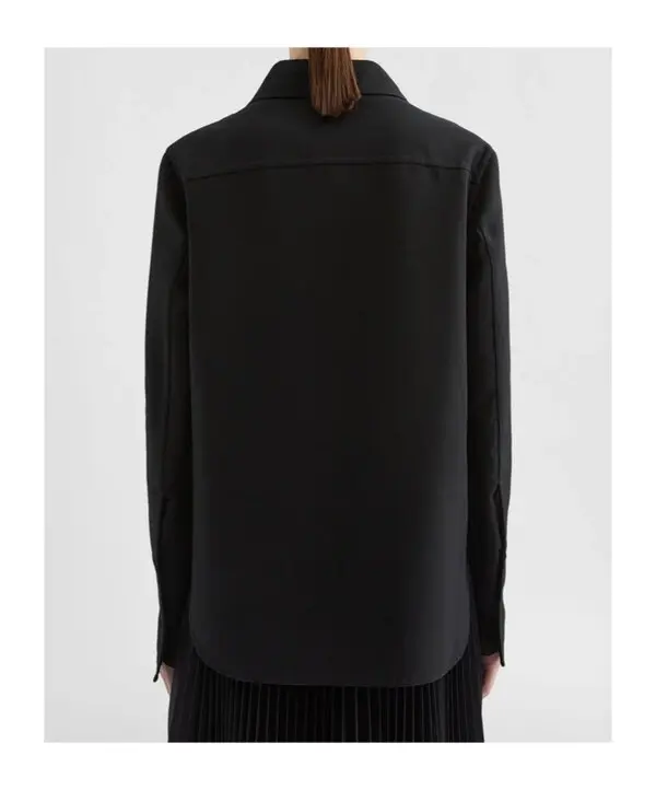 JIL SANDER Button-up Shirt Jacket With Curved Hem And Buckled Cuffs - Black