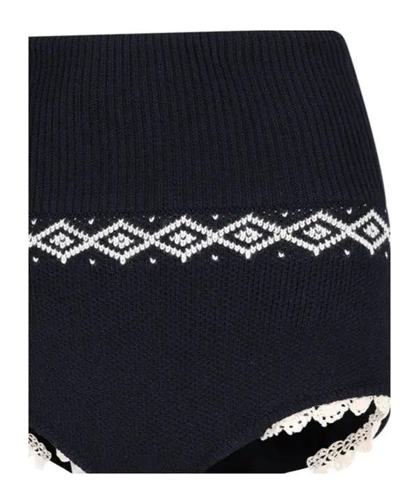 Magda Butrym High-waisted Knitwear Mini Shorts With Crochet Trims
