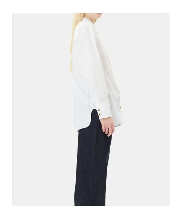 GANNI Bow Detailed Long Sleeved Shirt - White