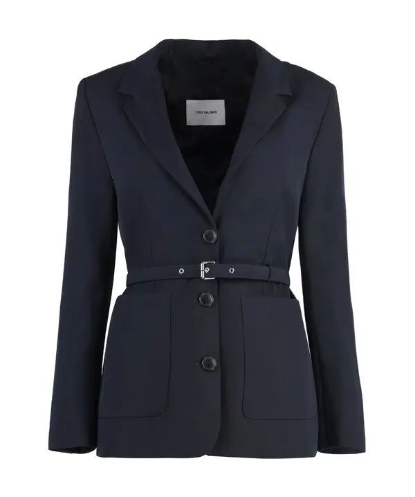 YVES SALOMON Belted Three-button Blazer - Black