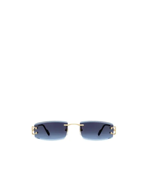 Cartier Rimless Rectangular Frame Sunglasses - Blue