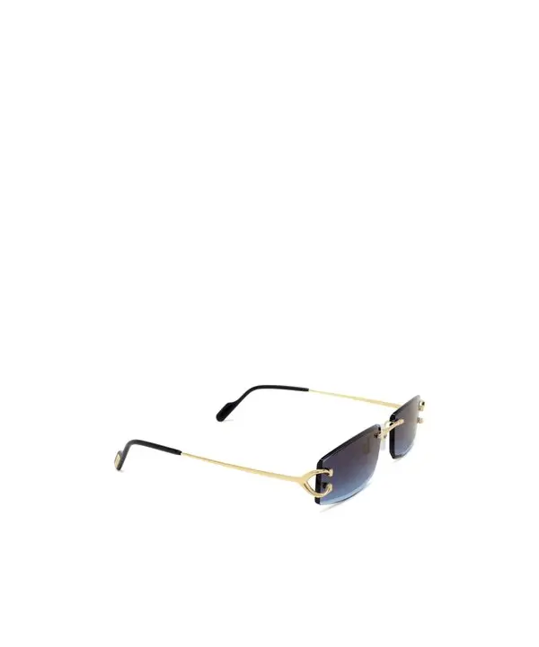 Cartier Rimless Rectangular Frame Sunglasses - Blue