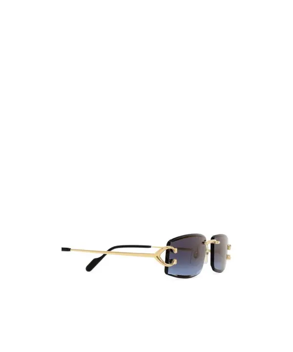 Cartier Rimless Rectangular Frame Sunglasses - Blue