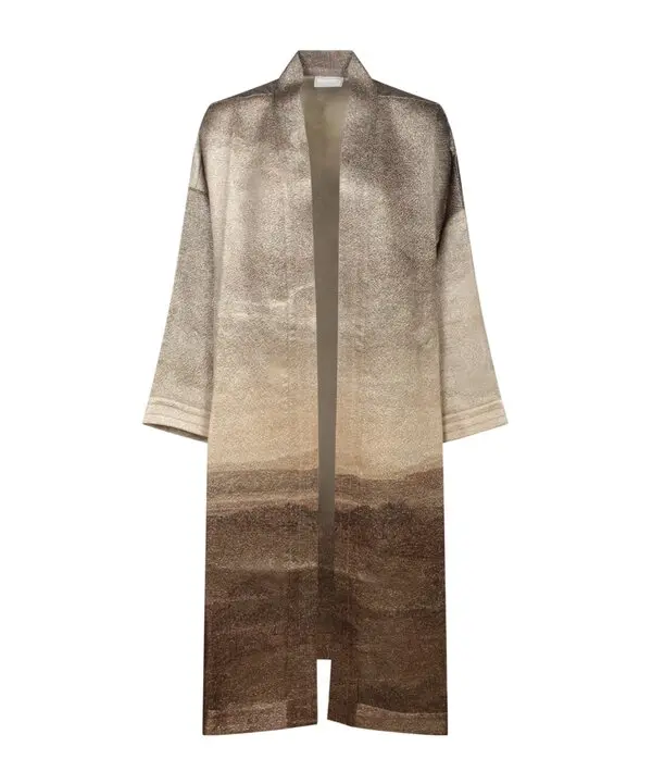 PIERRE-LOUIS MASCIA Landscape Print Open Cardigan Coat - Brown