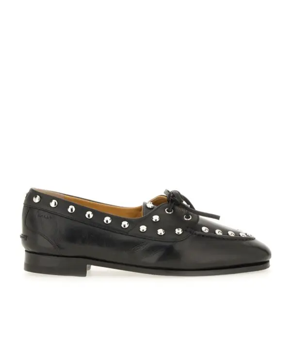 Bally Pathy Lace-up Loafers In Smooth Leather With Stud Detailing - Black
