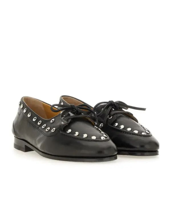 Bally Pathy Lace-up Loafers In Smooth Leather With Stud Detailing - Black